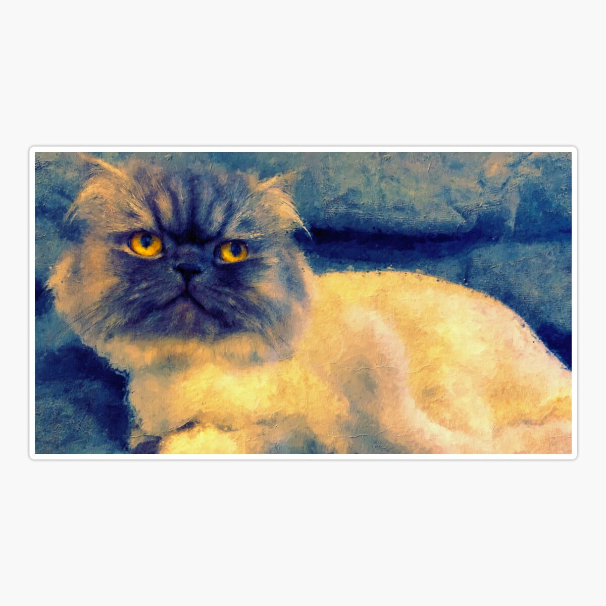 Maneki Persian Cat Looking Grumpy - Digital Painting Sticker, Phone ...