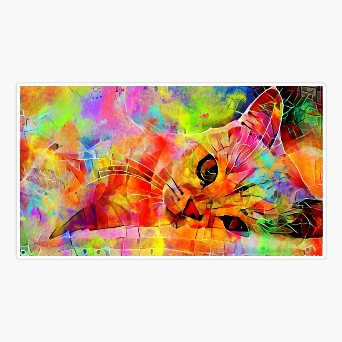 Maneki Persian Cat Relaxing - Colorul Irregular Tiles Mosaic Eect ...