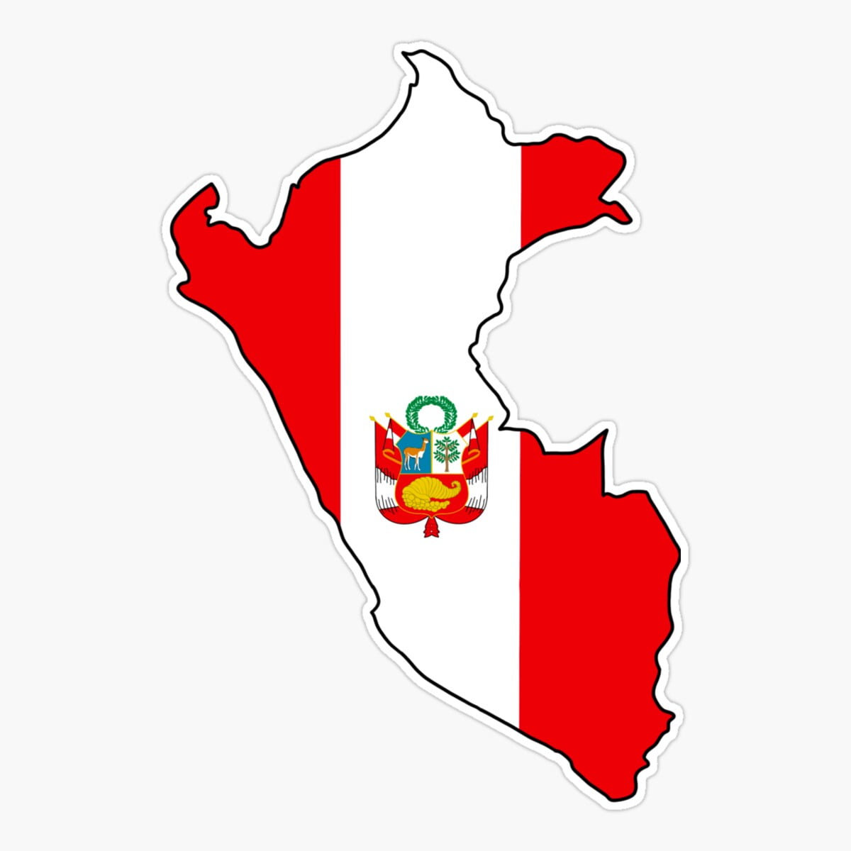 Maneki Peru Map And Lag Sticker, Phone Decal Water Bottle Stickers Car ...