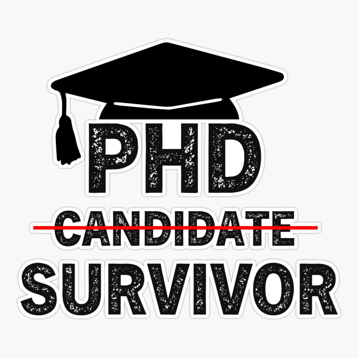 Maneki Phd Candidate Survivor Funny Phd Graduation Er, Phone Decal ...