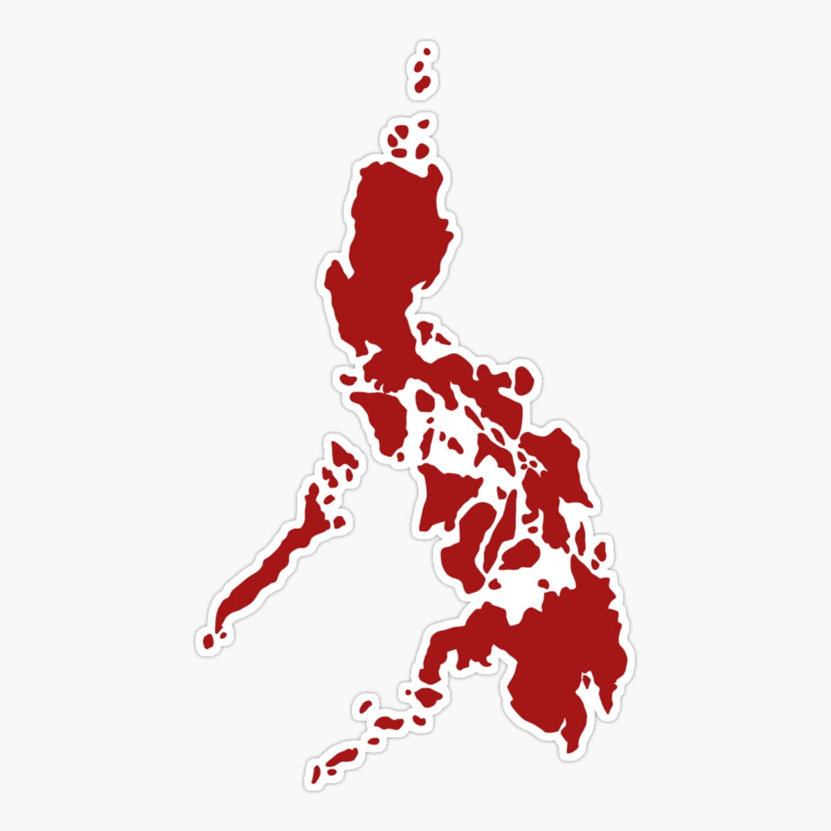 Maneki Philippine Map Red Sticker, Phone Decal Water Bottle Stickers ...