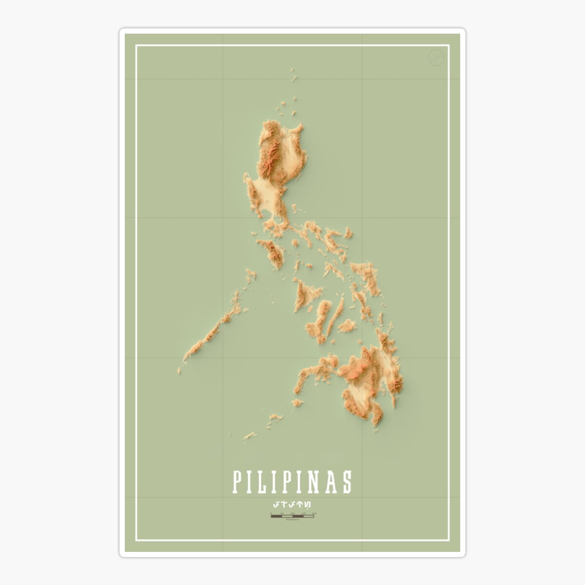 Maneki Philippines Modern Relie Map (Green) Sticker, Phone Decal Water ...