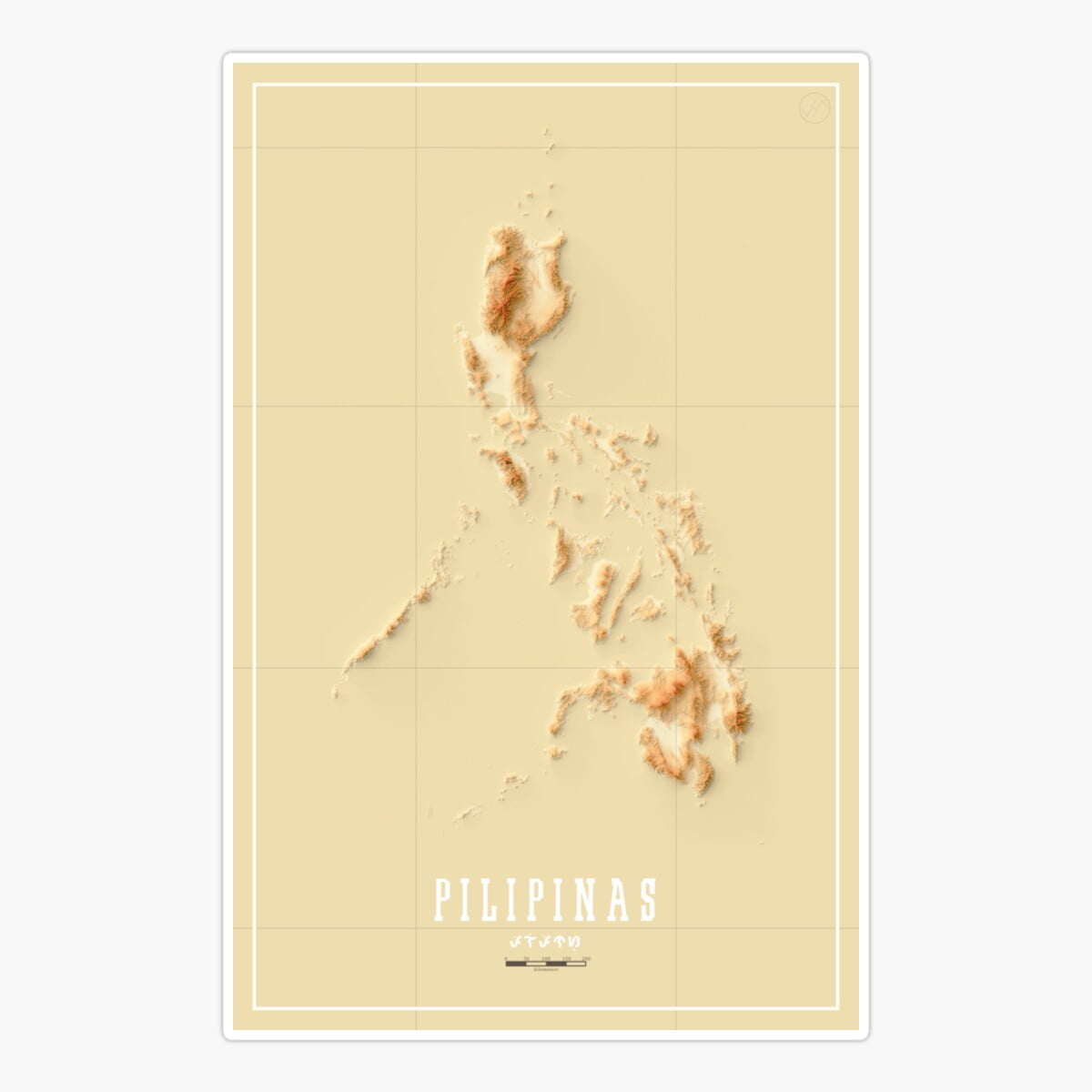 Maneki Philippines Modern Relie Map Sticker, Phone Decal Water Bottle ...