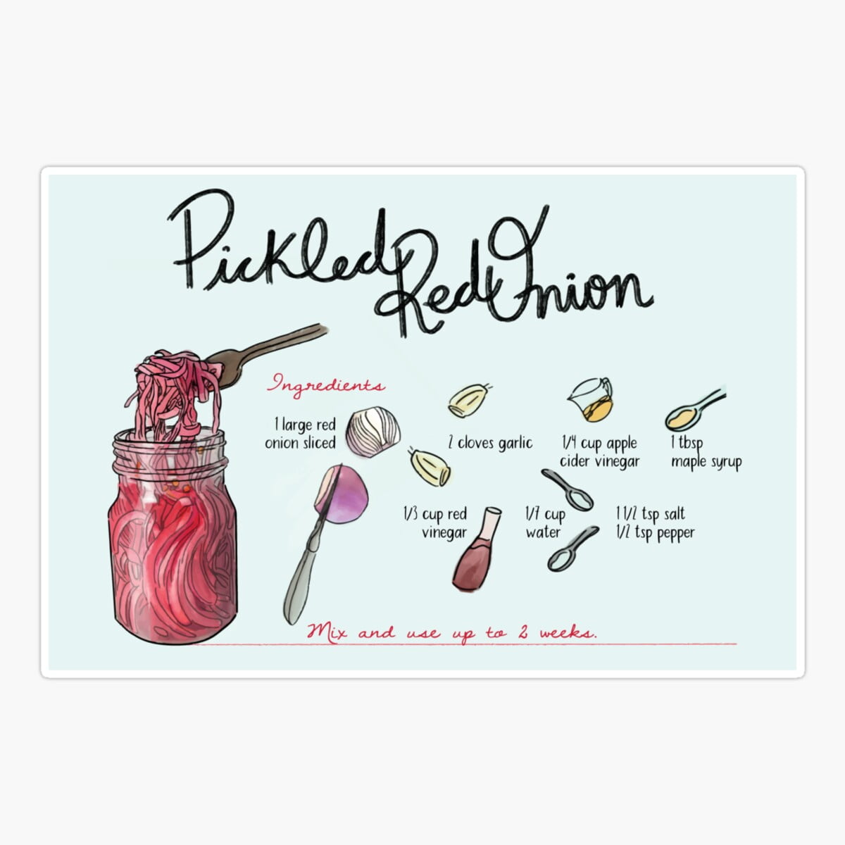 Maneki Picked Red Onion Recipe Sticker, Phone Decal Water Bottle ...