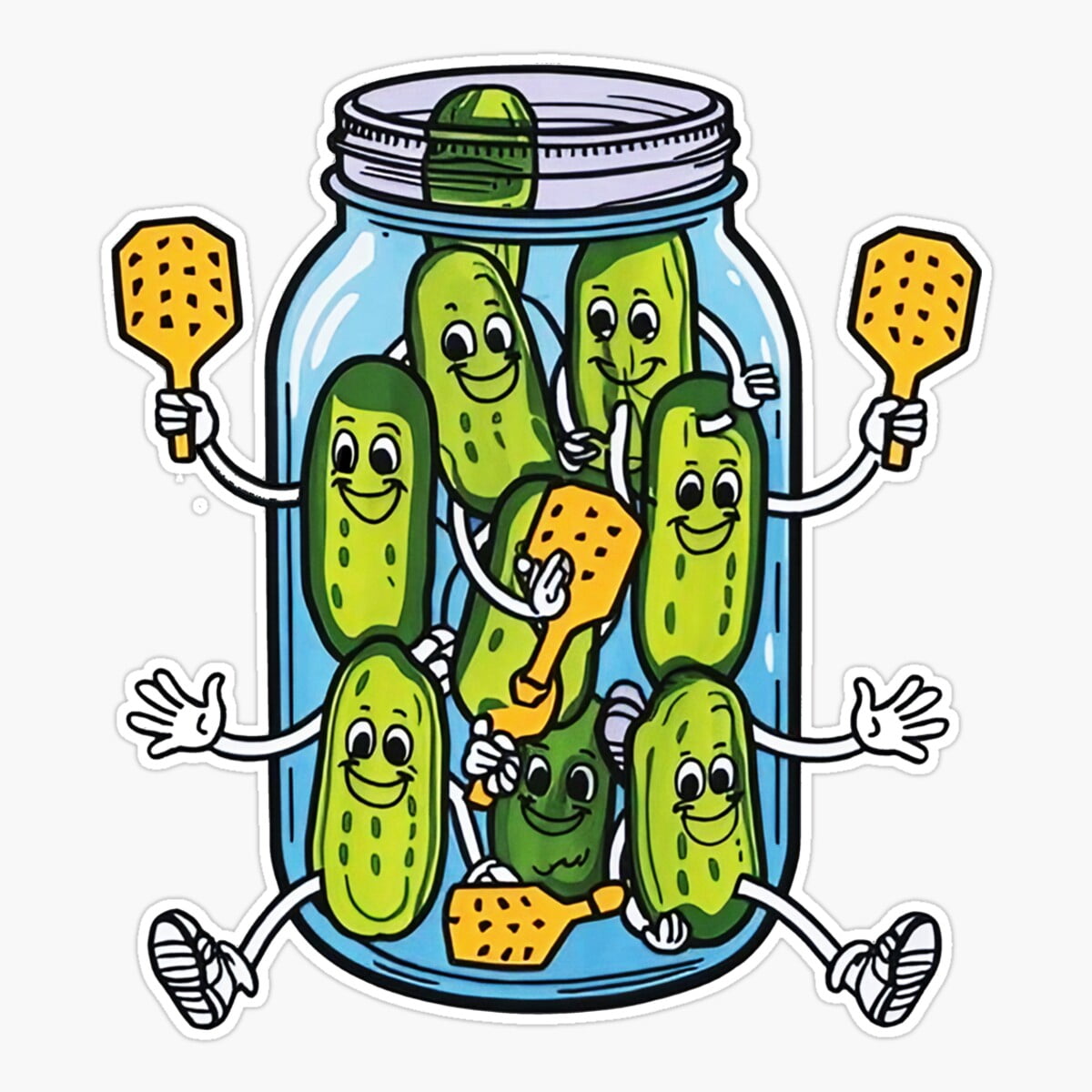 Maneki Pickle Party In A Jar Pickleball Lover Sticker, Phone Decal ...