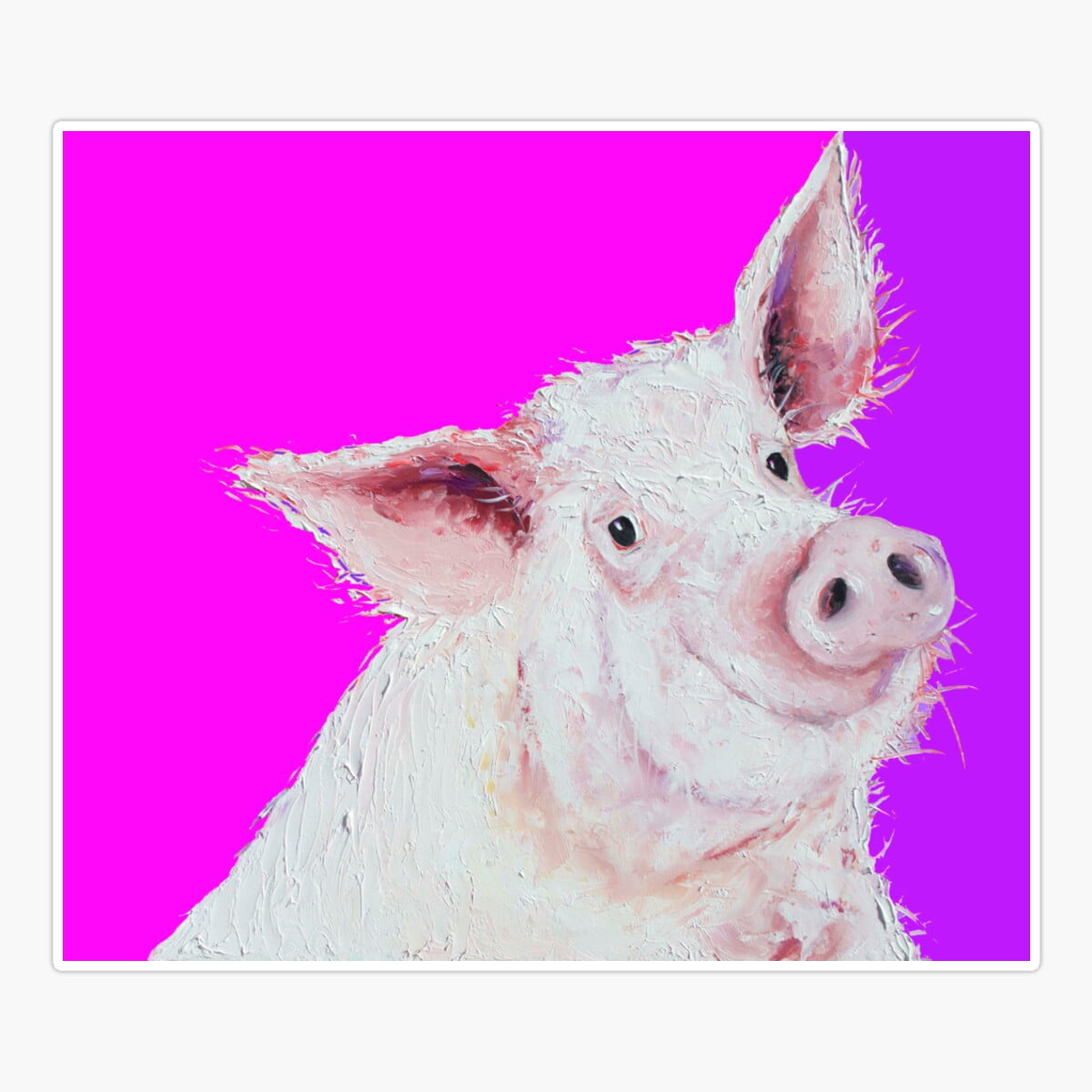 Maneki Pig Painting On Purple And Pink Sticker, Phone Decal Water ...