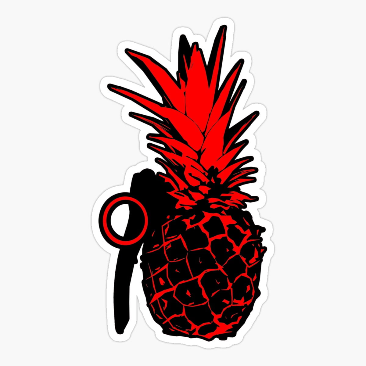 Maneki Pineapple Grenade (Red) Er, Phone Decal Water Bottle Stickers ...