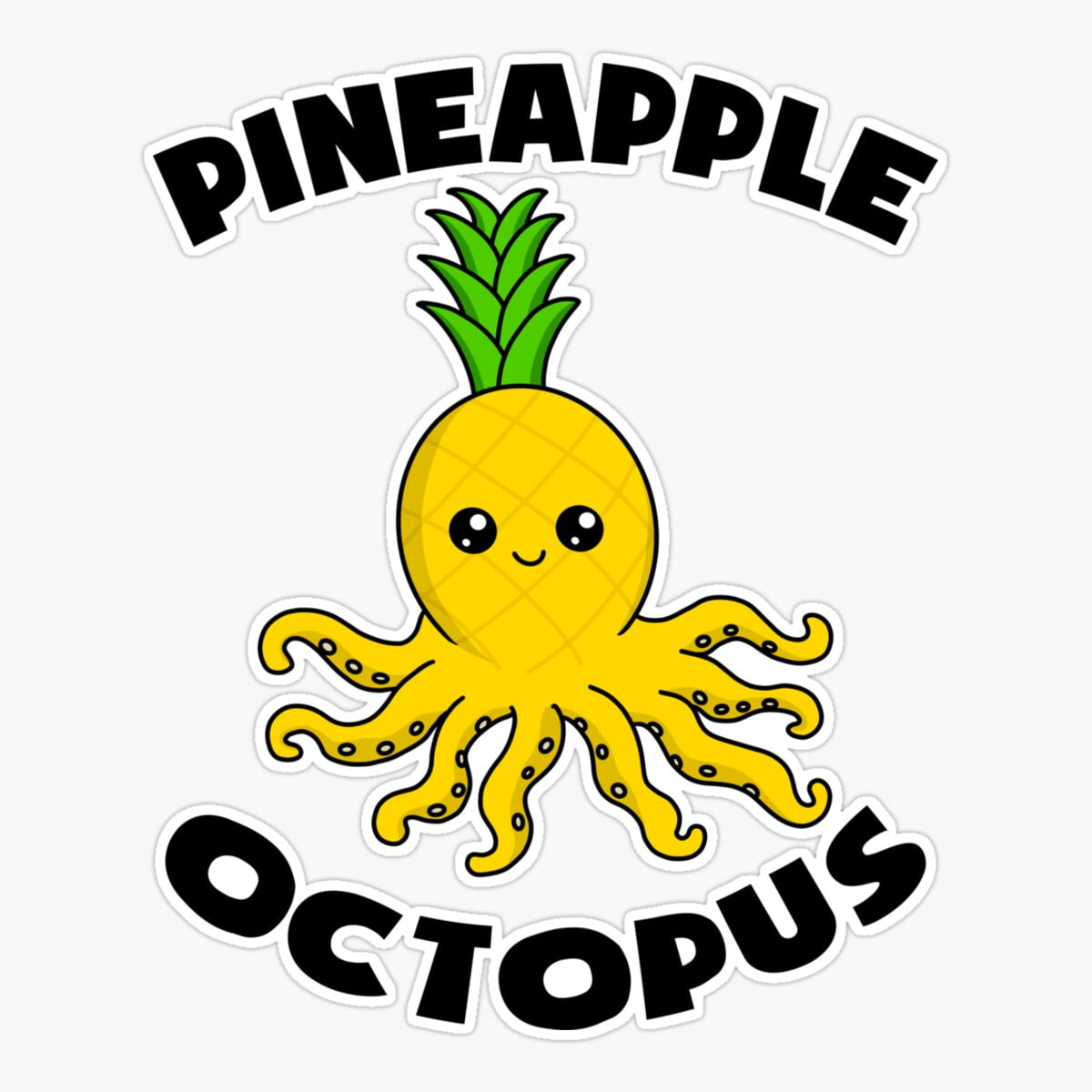 Maneki Pineapple Octopus Baby Cute Kawaii Sticker, Phone Decal Water ...