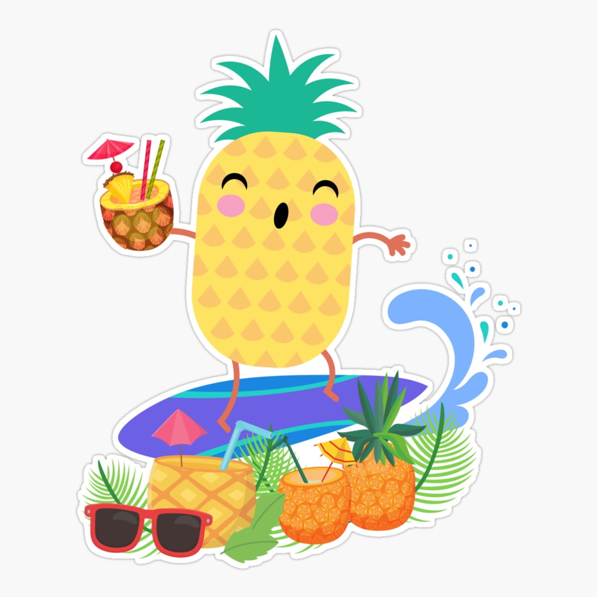 Maneki Pineapples Spiky Ruit Sticker, Phone Decal Water Bottle Stickers ...