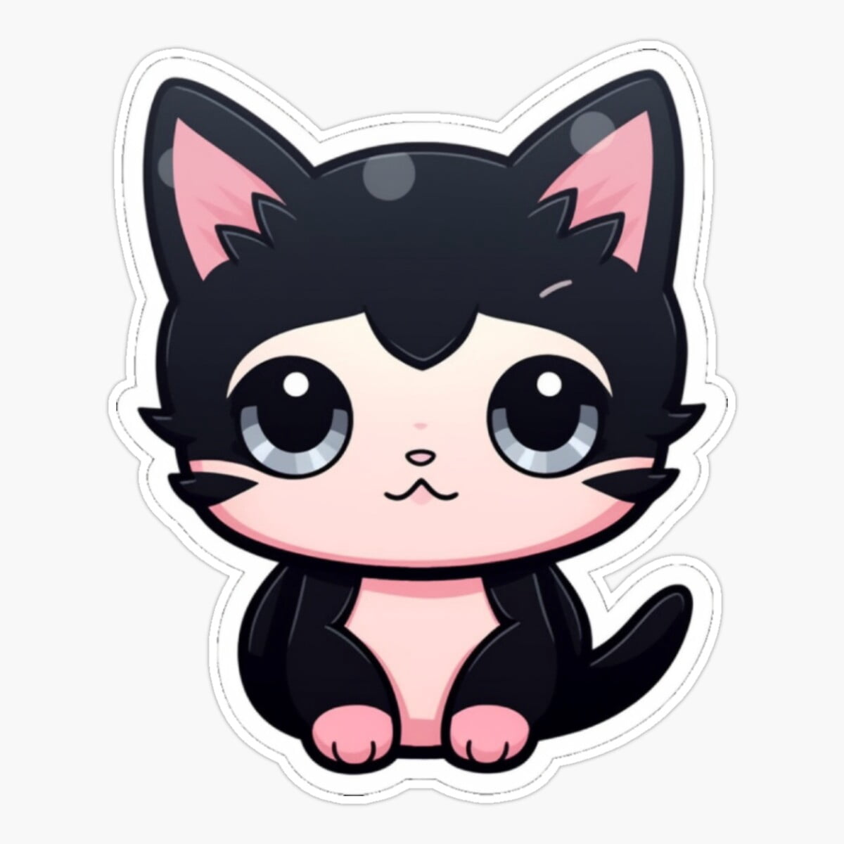 Maneki Pink Cat Miaw | Black Bg | Cute, Kawaii, Manga, Unny, Heart ...