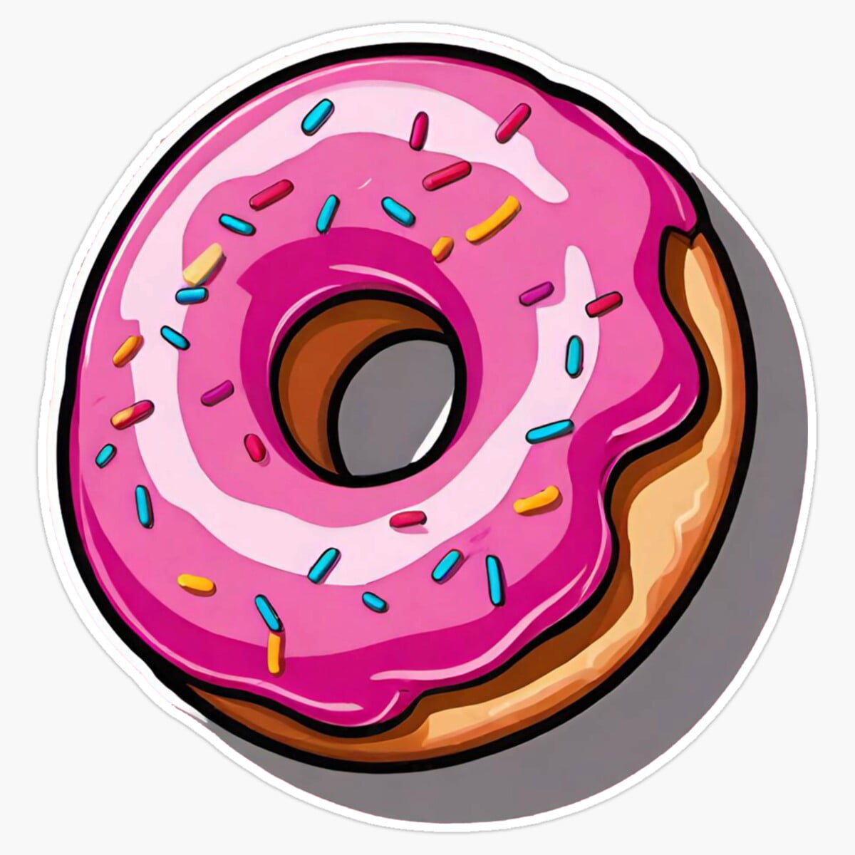 Maneki Pink Frosted Donut With Sprinkles Er - Cute Cartoon Doughnut ...