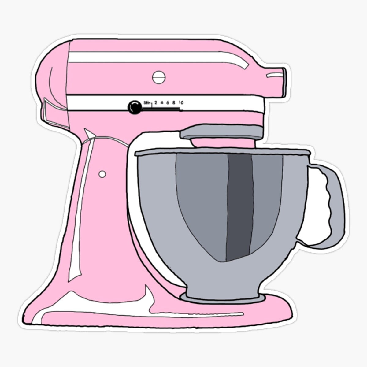 Maneki Pink Kitchen Aid Mixer Drawing Sticker, Phone Decal Water Bottle ...