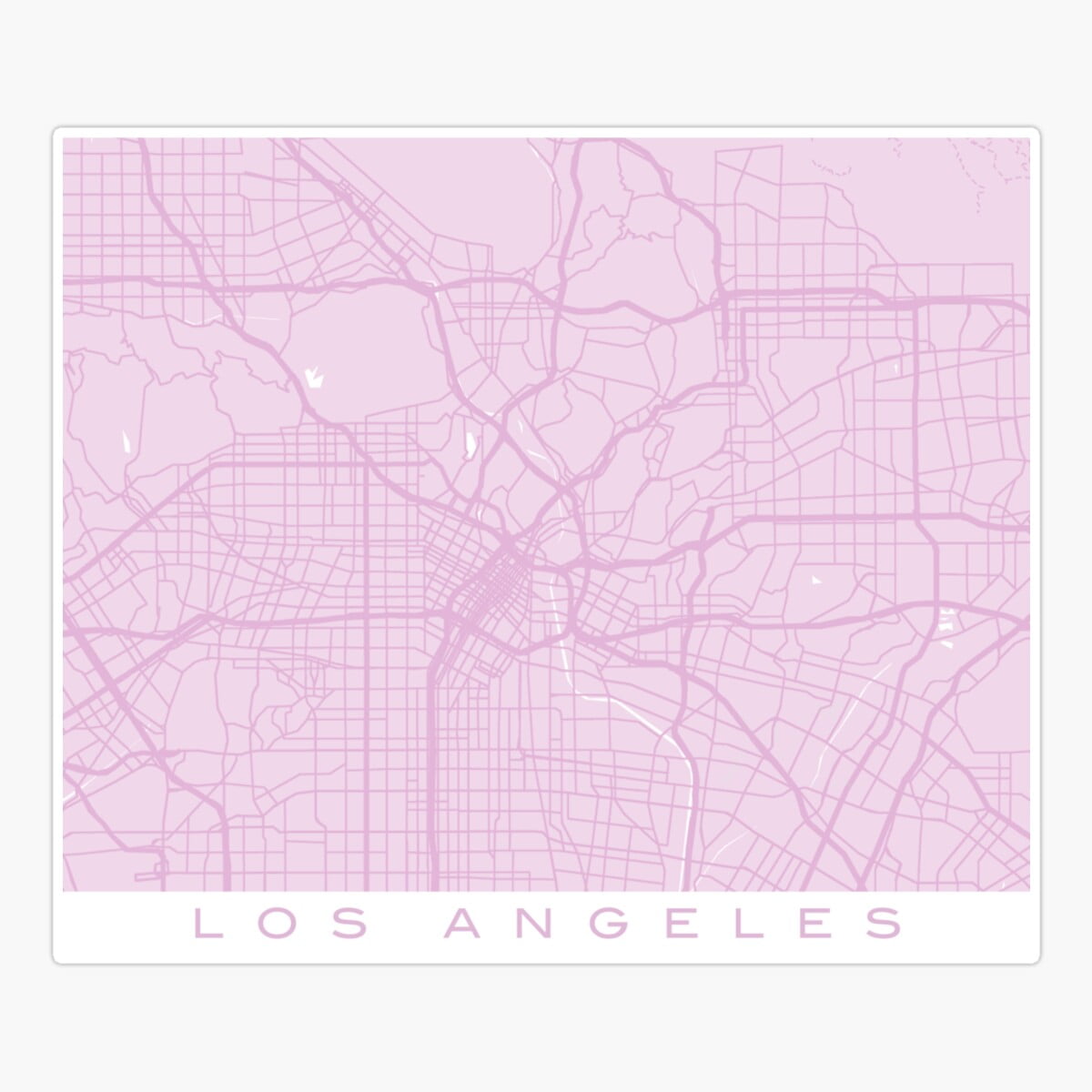 Maneki Pink Los Angeles Caliornia Map Sticker, Phone Decal Water Bottle ...