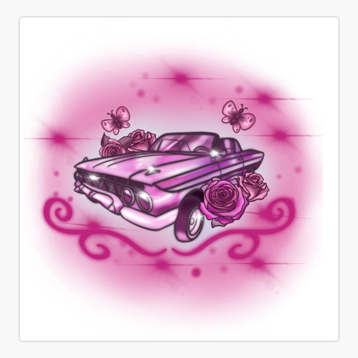 Maneki Pink Lowrider Chicano Sticker Sticker, Phone Decal Water Bottle ...