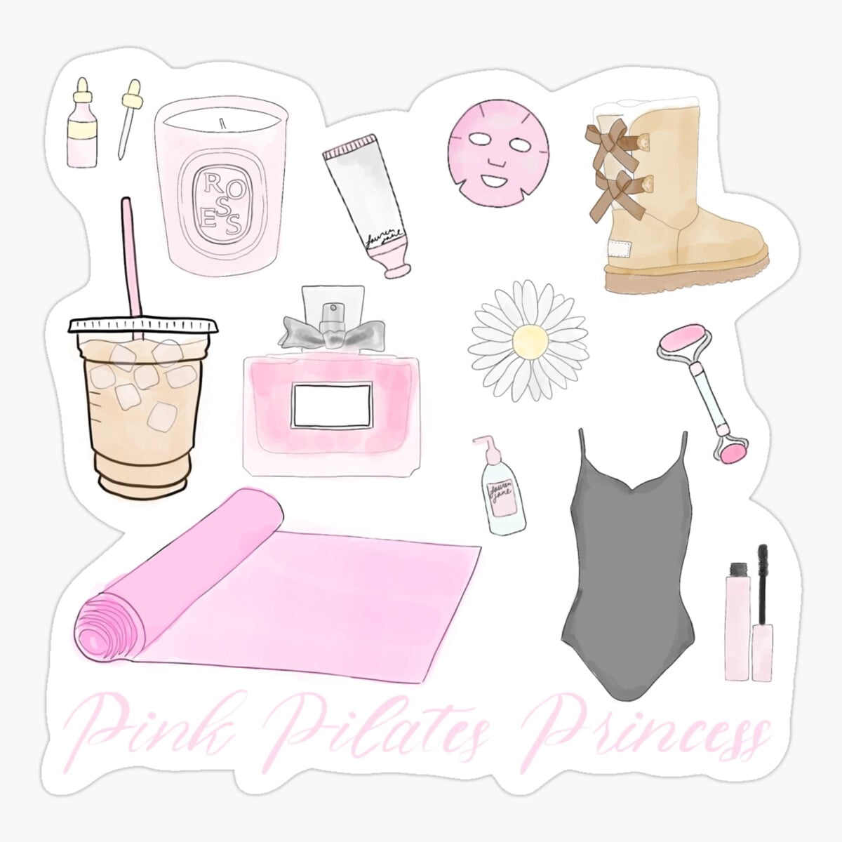 Maneki Pink Pilates Princess Mood Board Er, Phone Decal Water Bottle ...