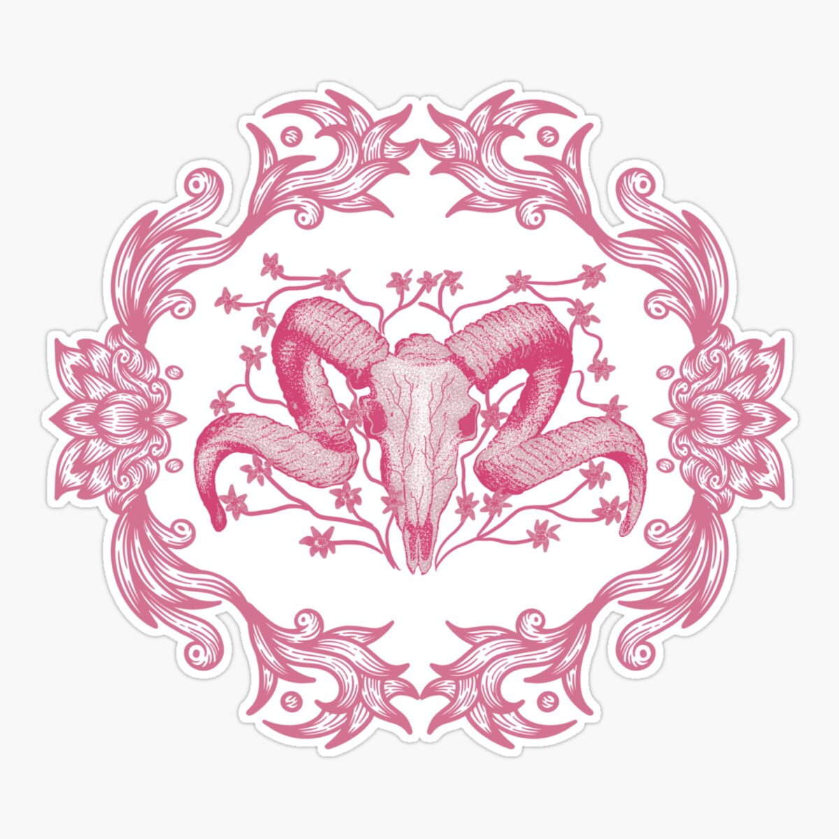 Maneki Pink Rams Skull Coquette Whimsigoth Aesthetic Er, Phone Decal ...