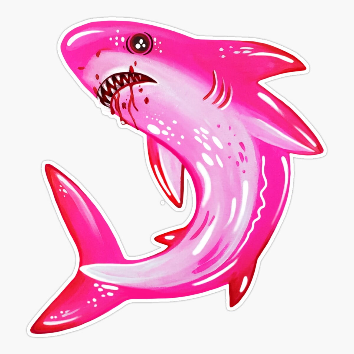 Maneki Pink Shark Sticker, Phone Decal Water Bottle Stickers Car Decals ...