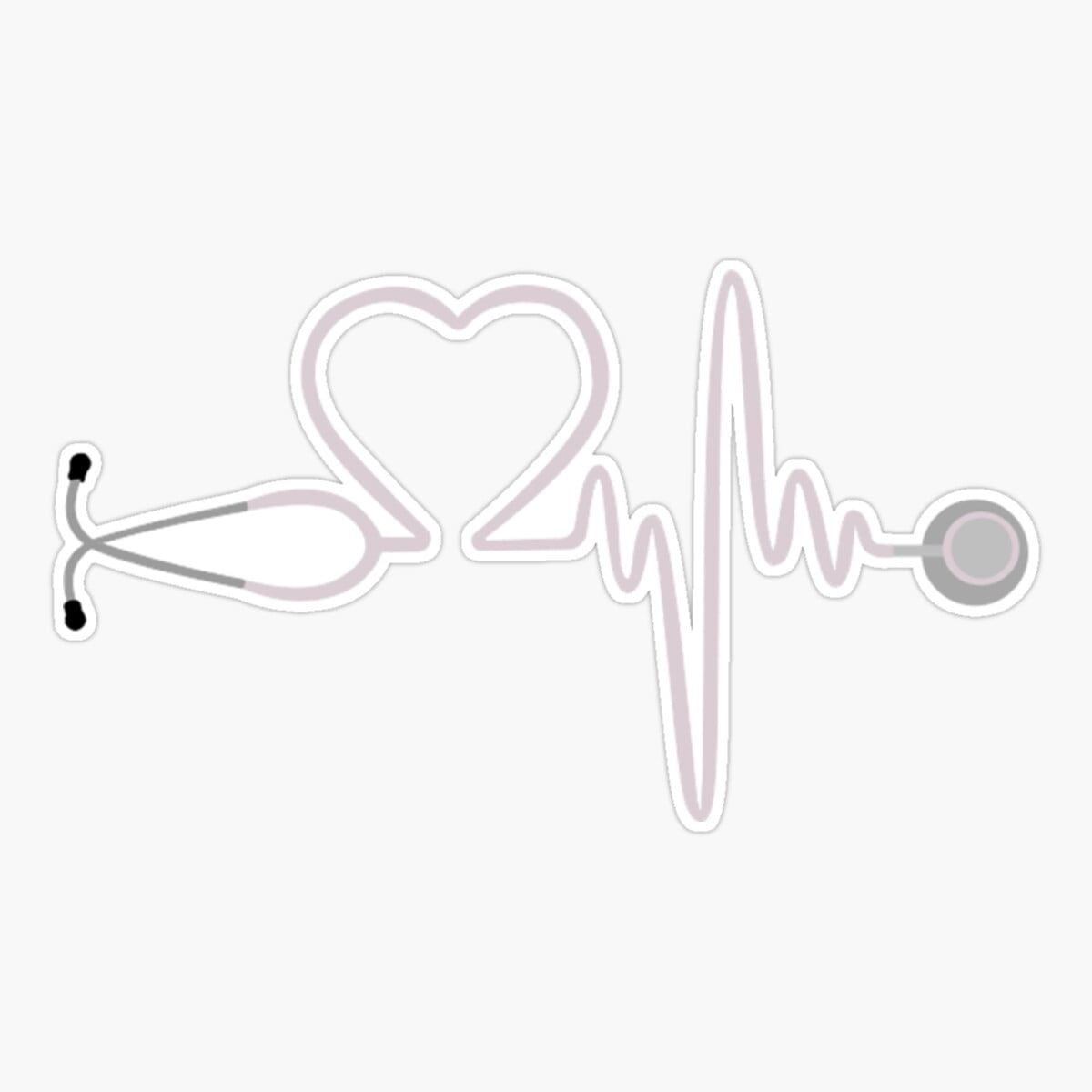 Maneki Pink Stethoscope Heartbeat Er, Phone Decal Water Bottle Stickers ...