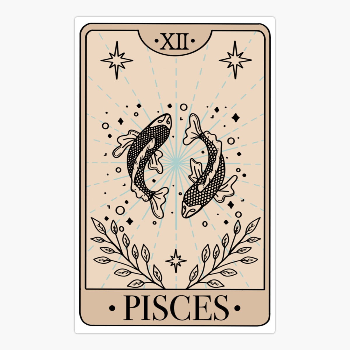 Maneki Pisces Tarot Card Er, Phone Decal Water Bottle Stickers Car ...