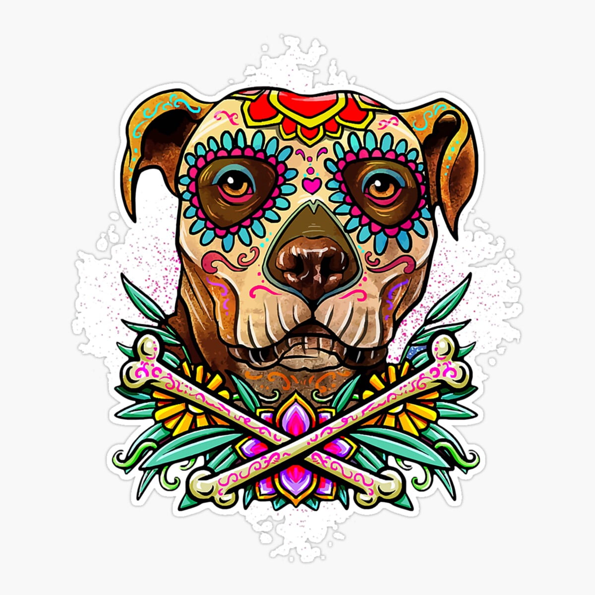 Maneki Pitbull Dog Sugar Skull Dog Pet Puppy Er, Phone Decal Water ...