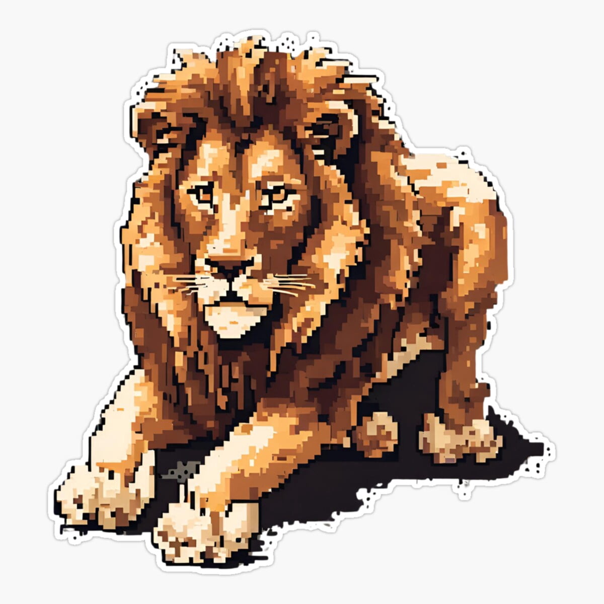 Maneki Pixel Art-Style Mestic Lion Er, Phone Decal Water Bottle ...