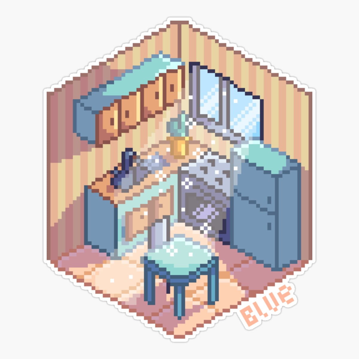 Maneki Pixel Kitchen Sticker, Phone Decal Water Bottle Stickers Car ...