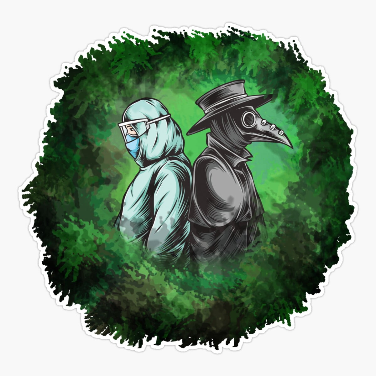 Maneki Plague Doctor And Modern Doctor Back To Back Er, Phone Decal ...