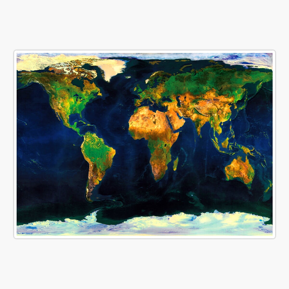 Maneki Planet Earth • Atlas Terrain World Map Sticker, Phone Decal ...