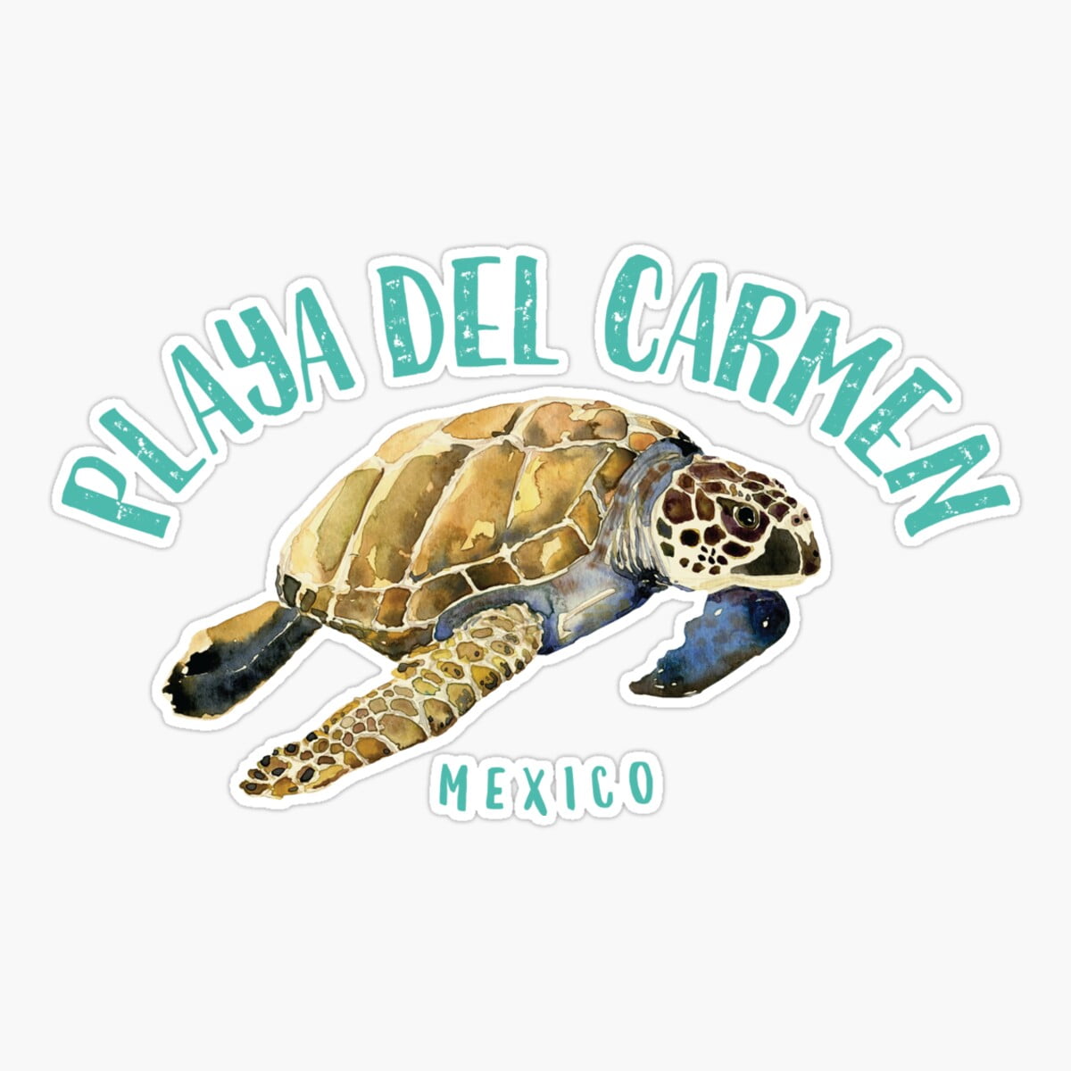 Maneki Playa Del Carmen Mexico Sea Turtle Design Sticker, Phone Decal ...