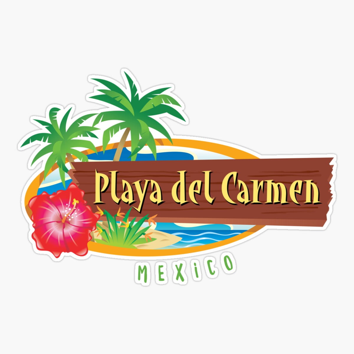 Maneki Playa Del Carmen Mexico Vintage Mid-Century Design Sticker ...