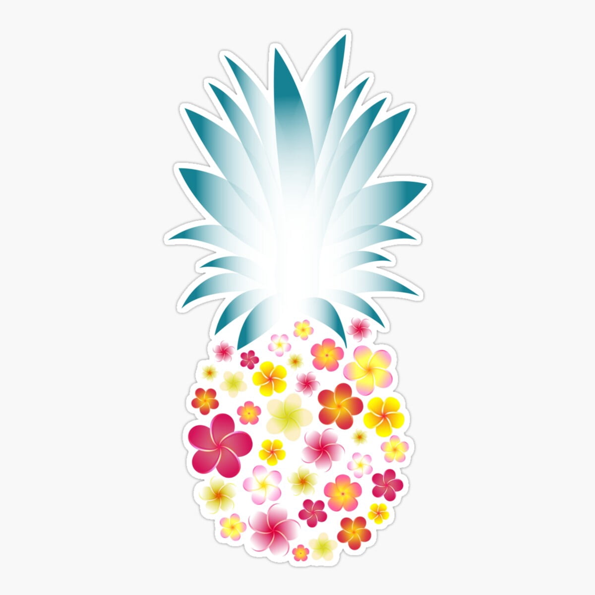 Maneki Plumeria Pineapple Sticker, Phone Decal Water Bottle Stickers ...