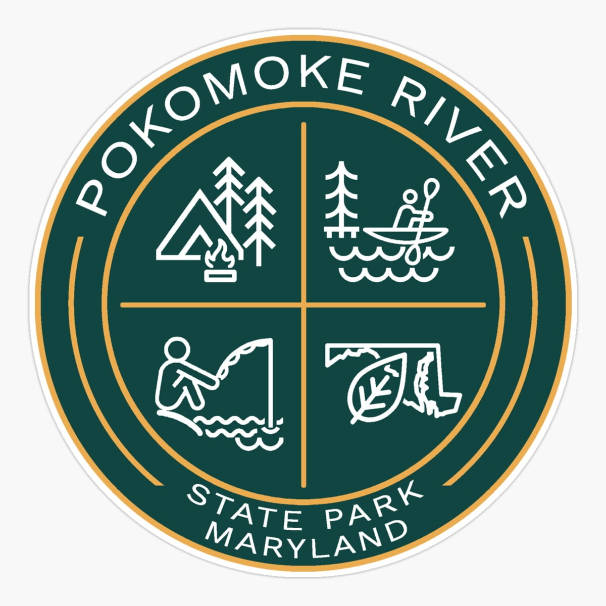 Maneki Pocomoke River State Park Heraldic Logo Er, Phone Decal Water ...