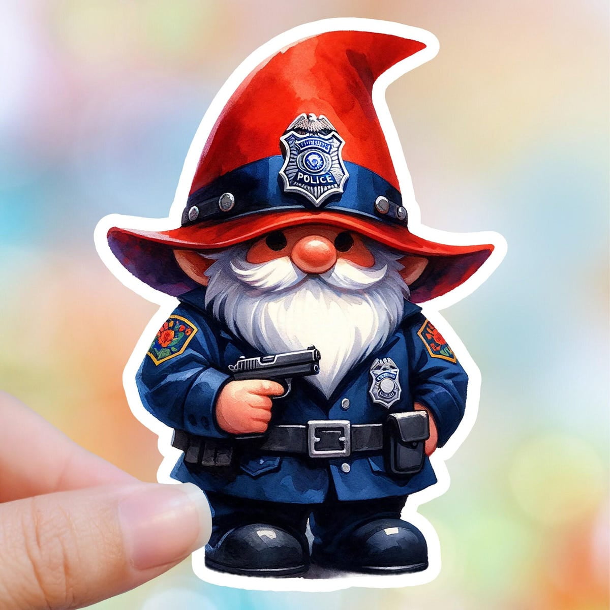 Maneki Police Gnome, Gnome Sticker, Good Luck Gnome, Police Sticker ...