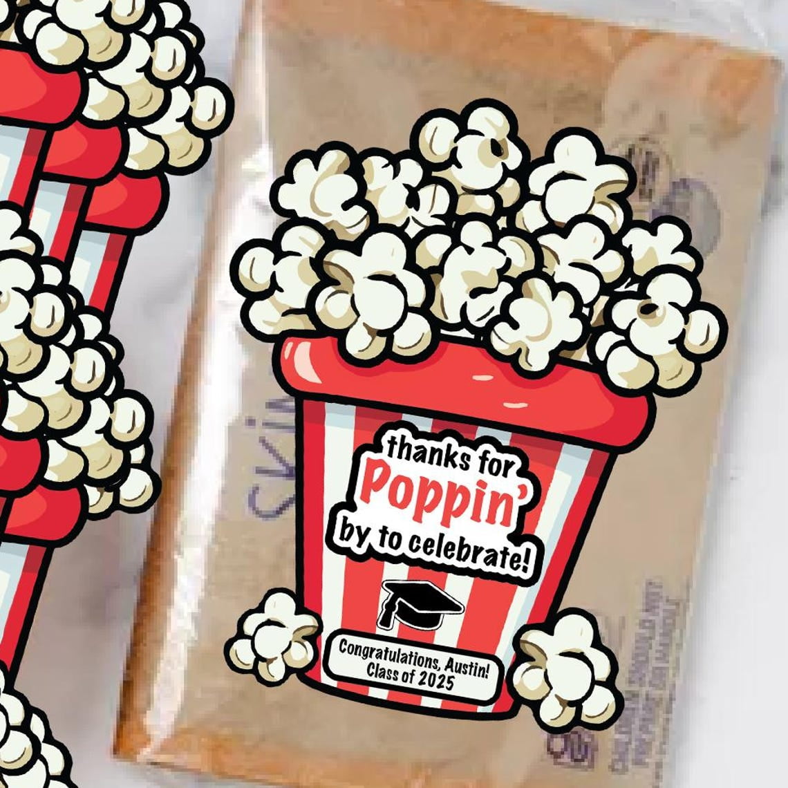 Maneki Popcorn Graduation Ers, 2025 Graduation Party Favors Label ...