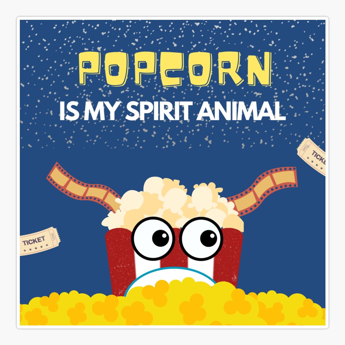 Maneki Popcorn Is My Spirit Animal Sticker, Phone Decal Water Bottle ...