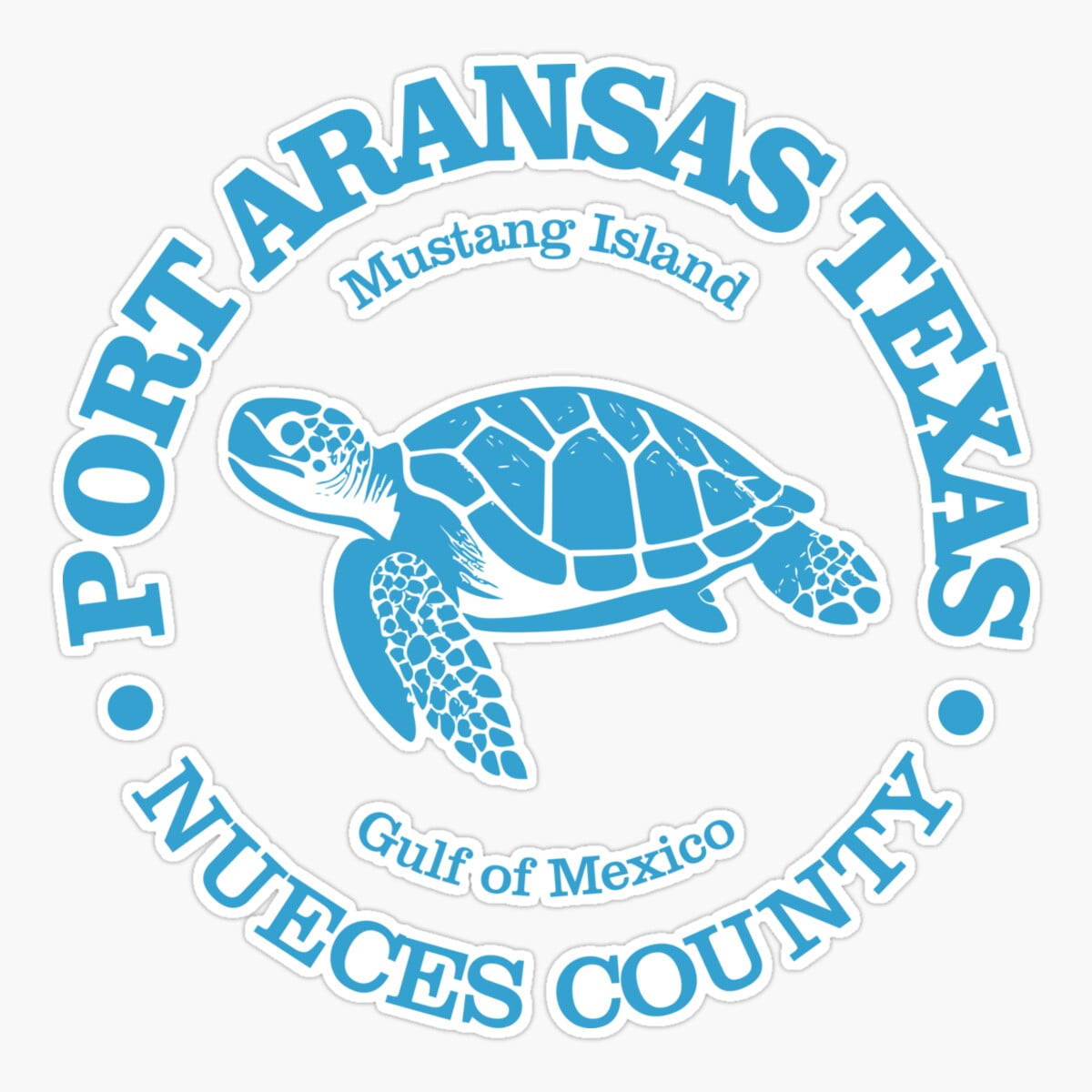 Maneki Port Aransas (Sea Turtle) Sticker, Phone Decal Water Bottle ...