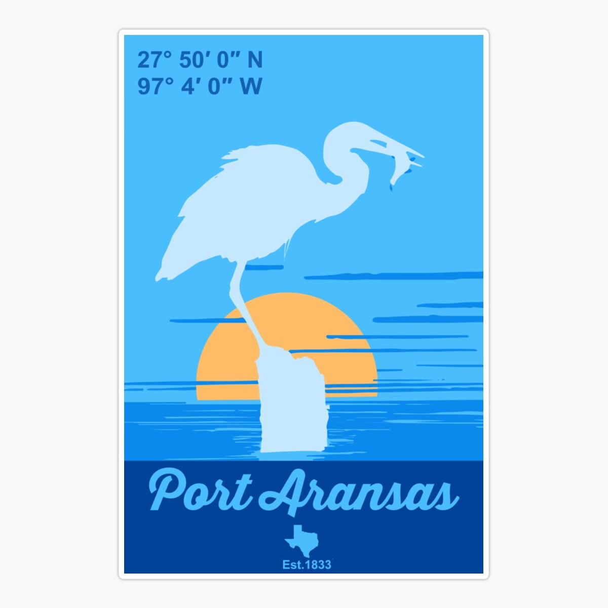 Maneki Port Aransas - Texas. Sticker, Phone Decal Water Bottle Stickers ...