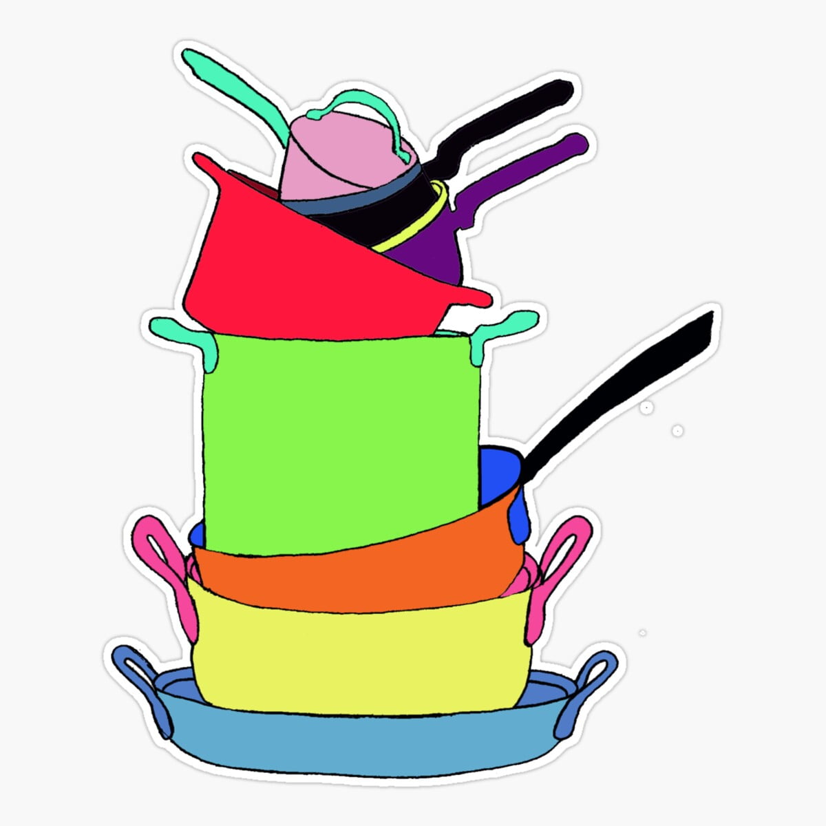 Maneki Pots And Pans Sticker, Phone Decal Water Bottle Stickers Car ...