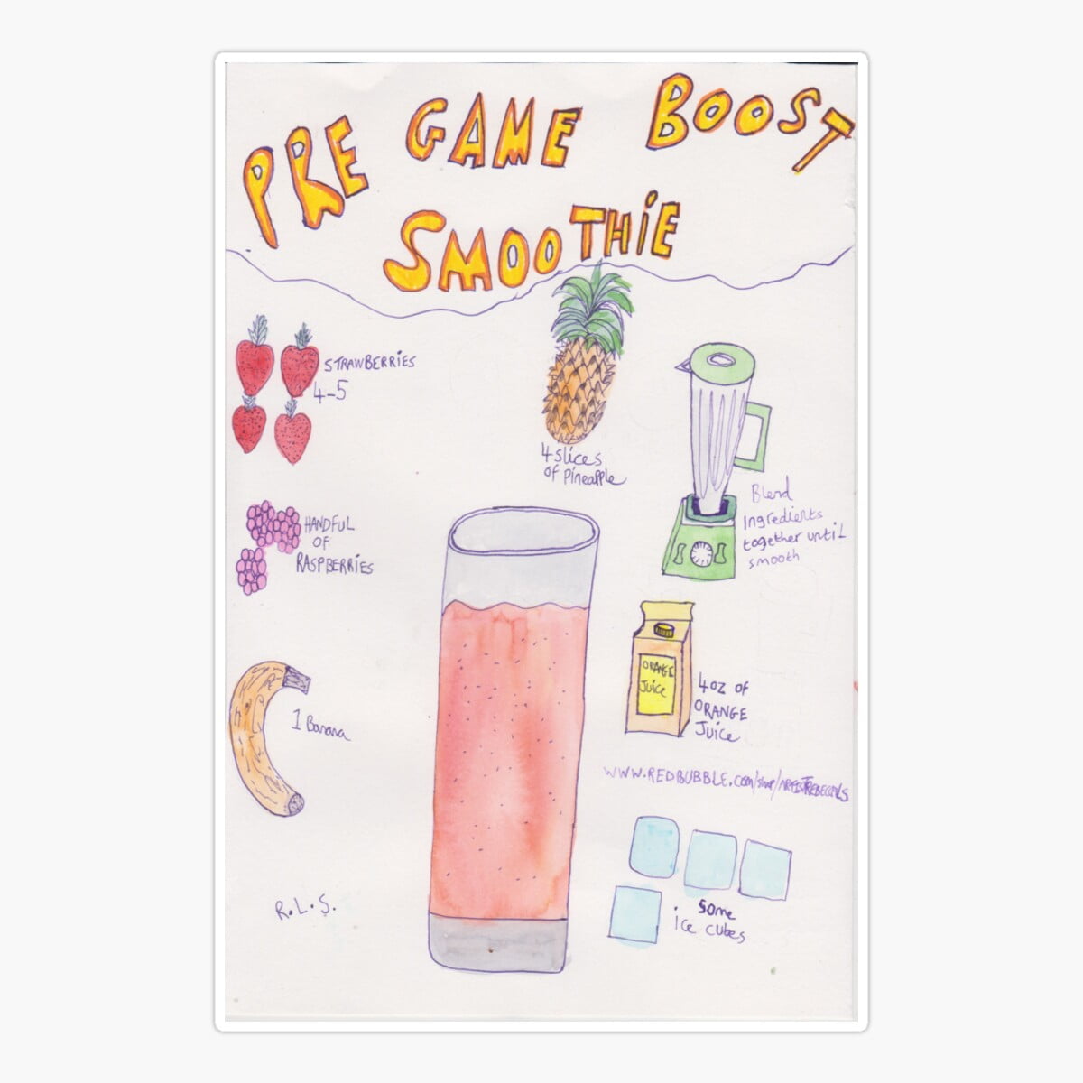 Maneki Pre-Game Smoothie Recipe Sticker, Phone Decal Water Bottle ...