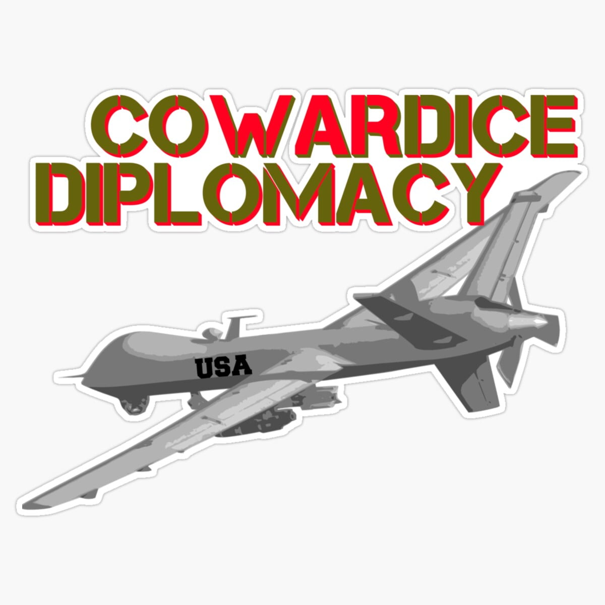 Maneki Predator Drone Cowardice Diplomacy Political Er, Phone Decal ...