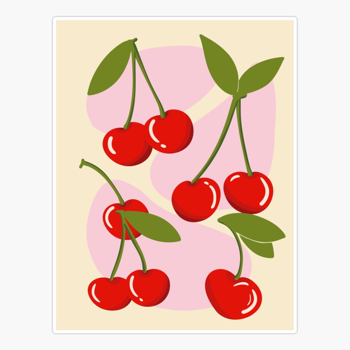 Maneki Preppy Cherries Sticker, Phone Decal Water Bottle Stickers Car ...