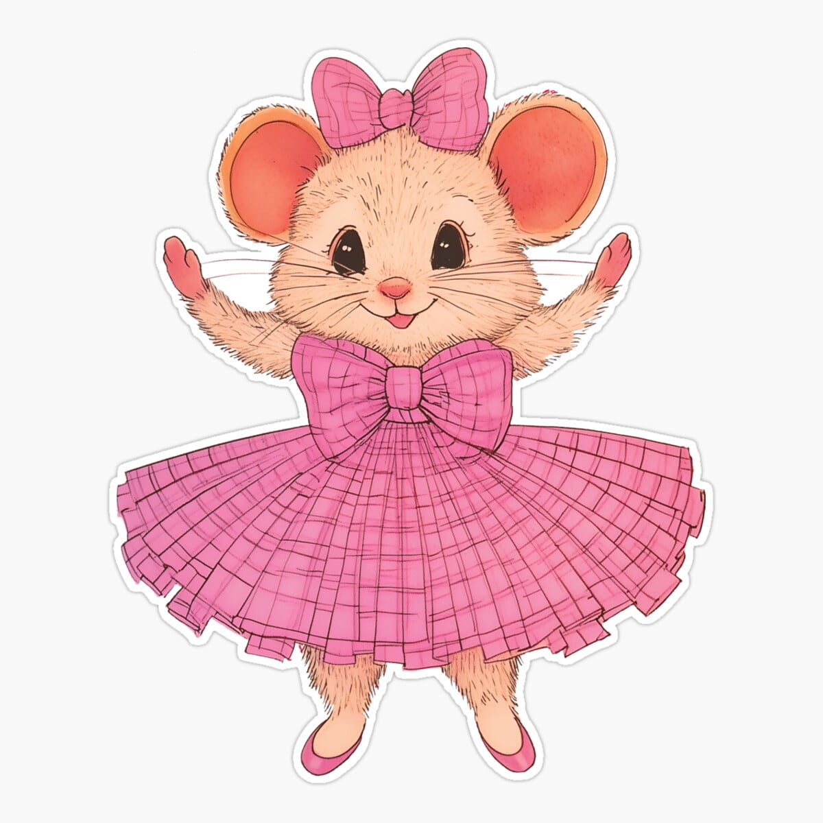 Maneki Preppy Pink Dolled-Up Mouse In Ballet Er, Phone Decal Water ...