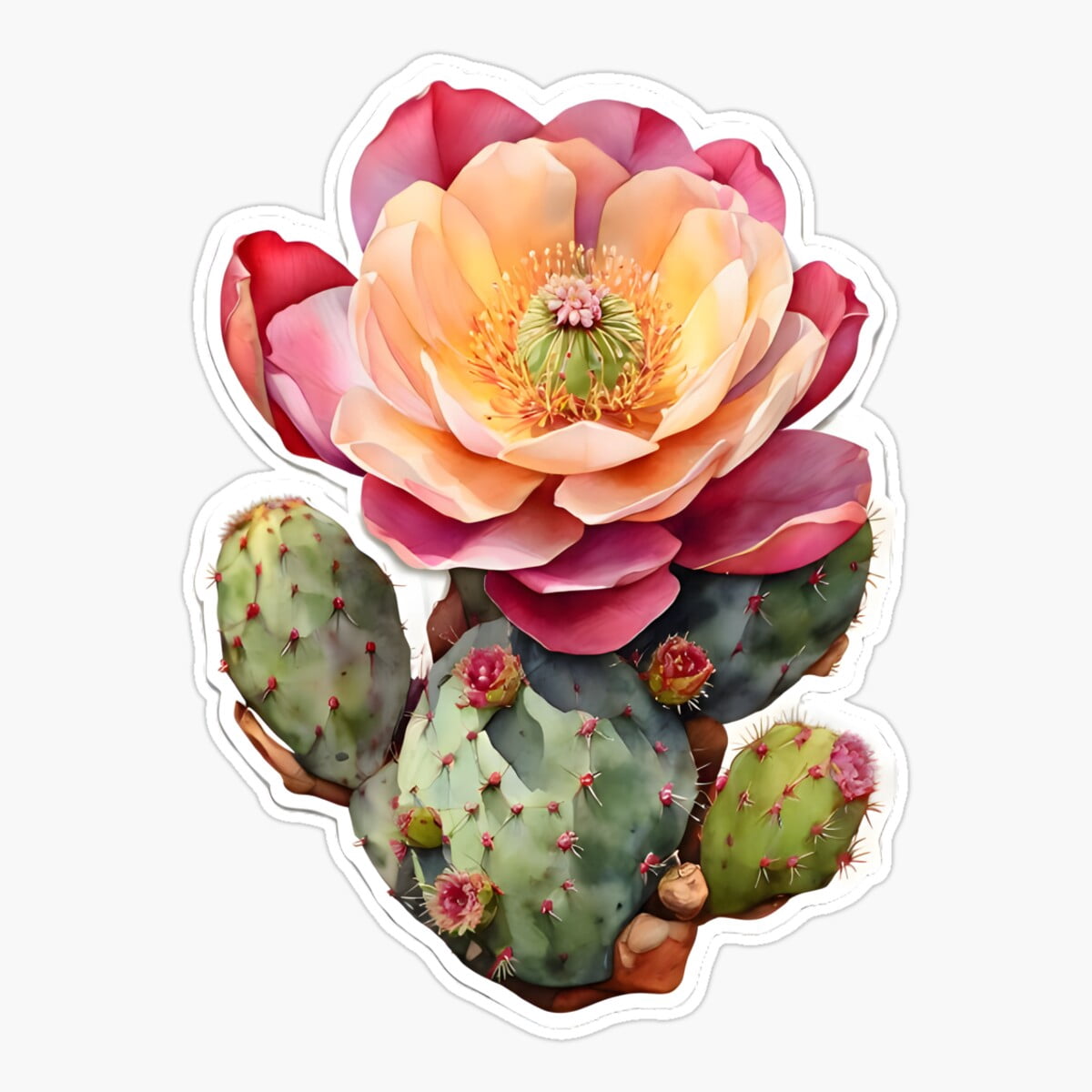Maneki Prickly Pear Cactus Lower Sticker, Phone Decal Water Bottle ...