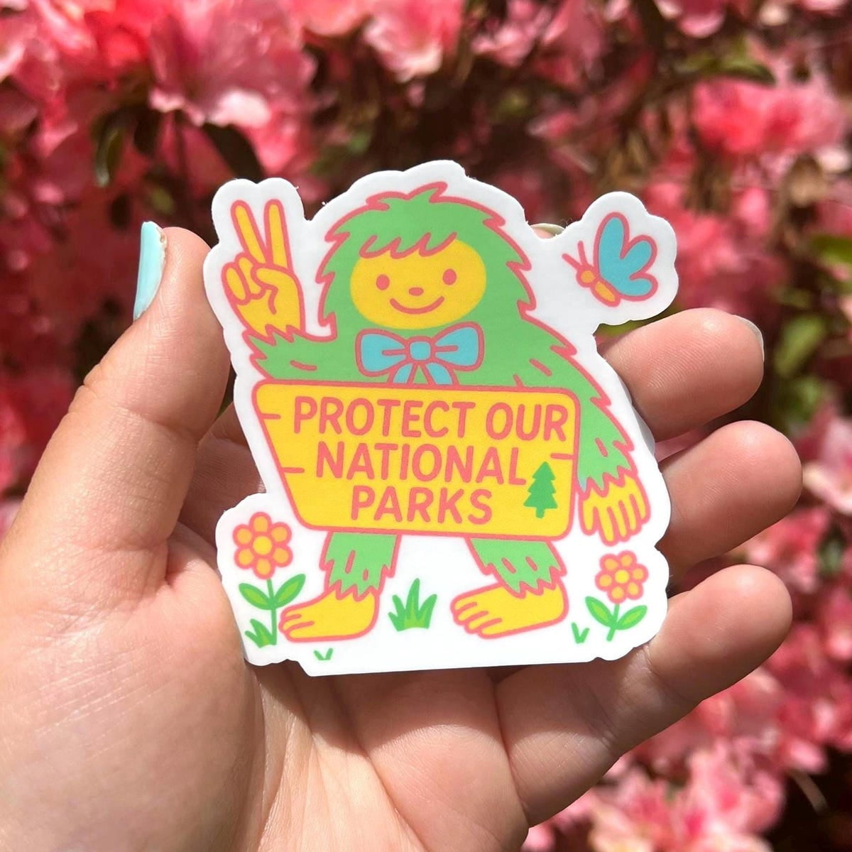 Maneki Protect Our National Parks Bigfoot Sticker, , Nature Lover ...