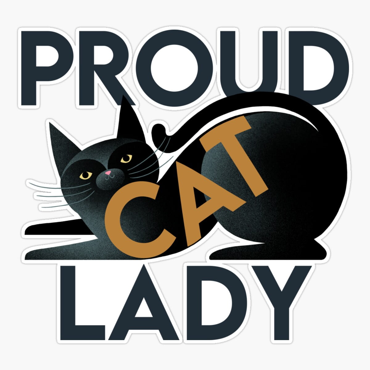 Maneki Proud Cat Lady, Bold Text On Black Cat Sticker, Phone Decal ...