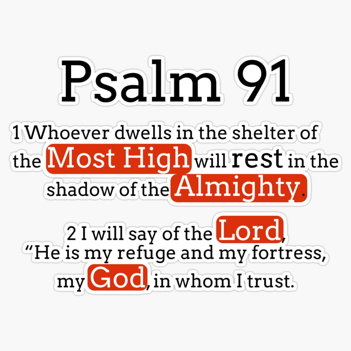 Maneki Psalm 91: 1-2 God Protection Bible Verses Er, Phone Decal Water ...