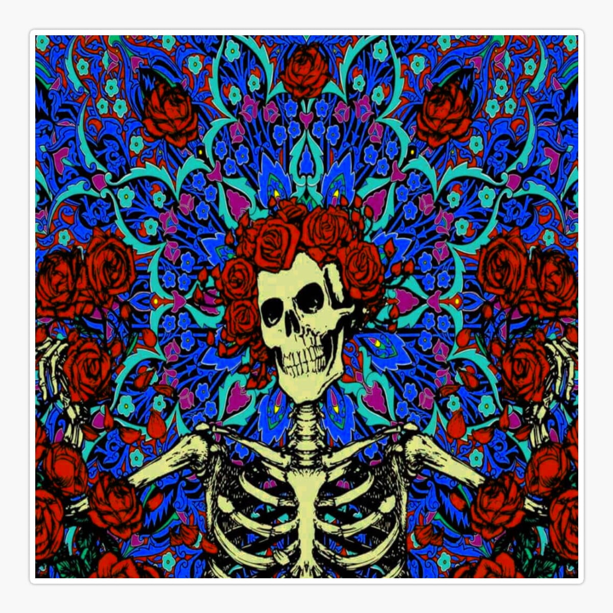 Maneki Psychedelic Grateul Day O The Dead Roses Skeleton Er, Phone ...