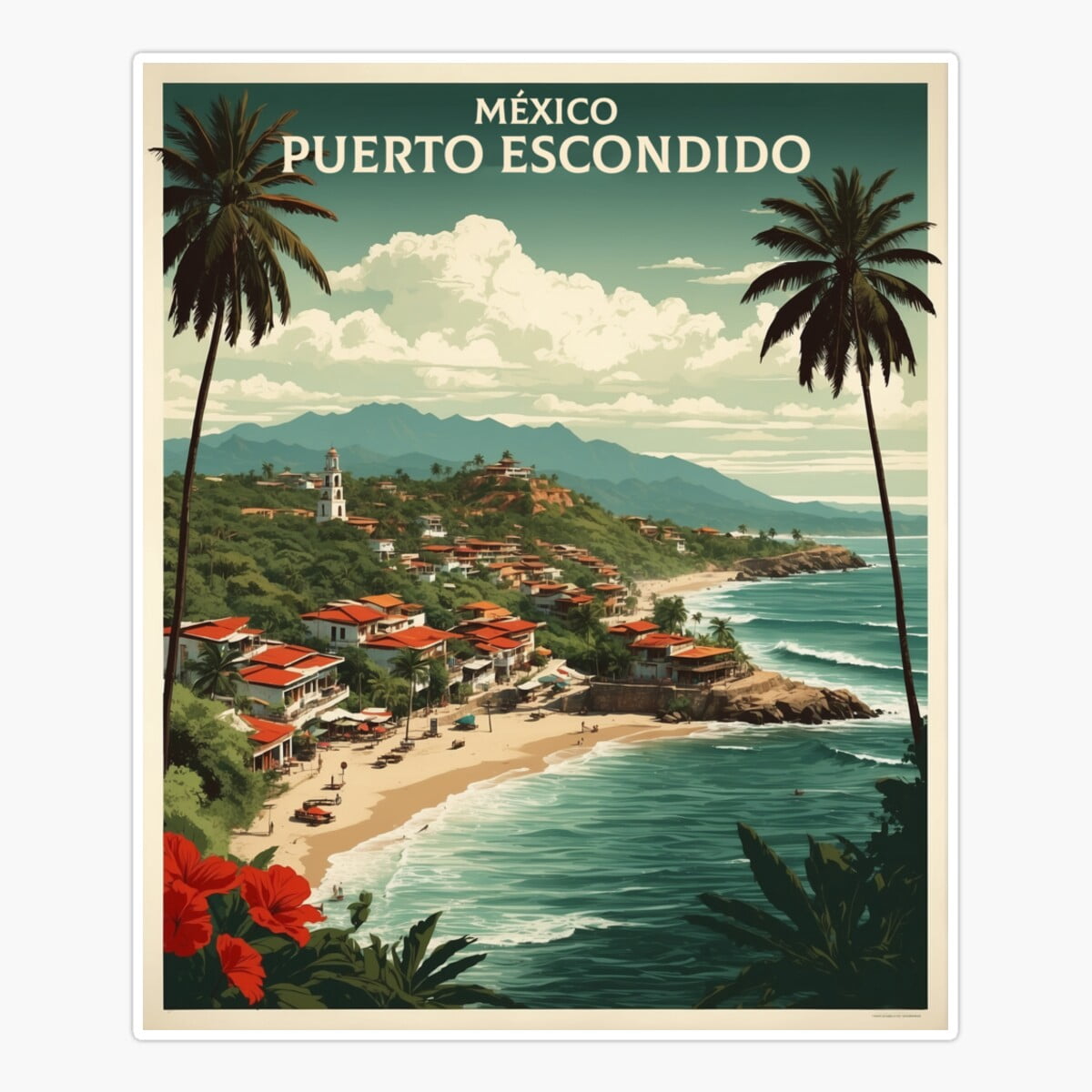 Maneki Puerto Escondido Oaxaca Mexico Vintage Travel Tourism Sticker ...