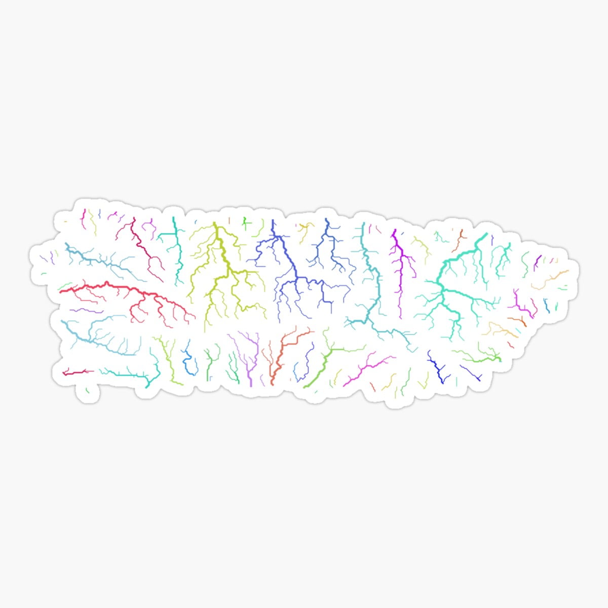Maneki Puerto Rico River Basin Map In Rainbow Colours With White ...