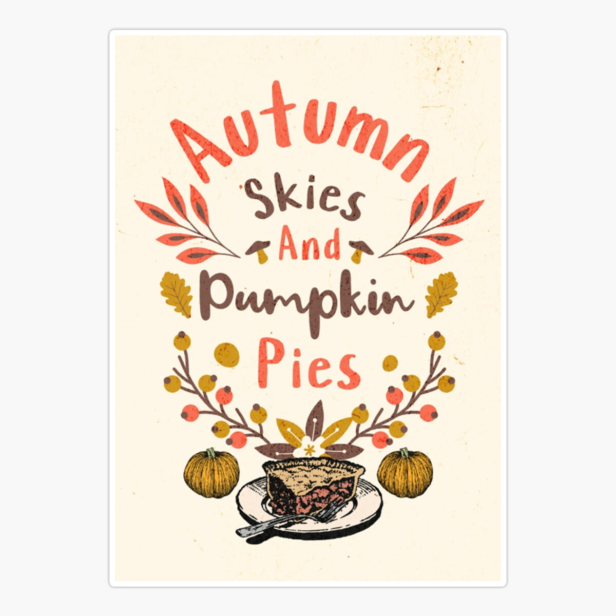 Maneki Pumpkin Pie Vintage Cottagecore All Autumn Kitchen Decor Sticker ...